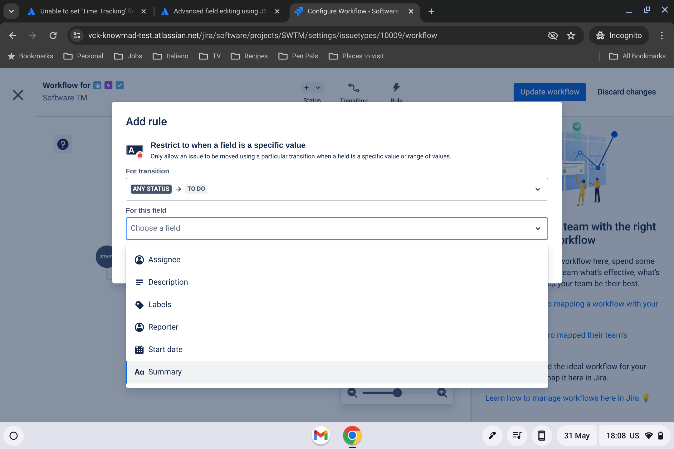 Unable to set 'Time Tracking' field as required fo...