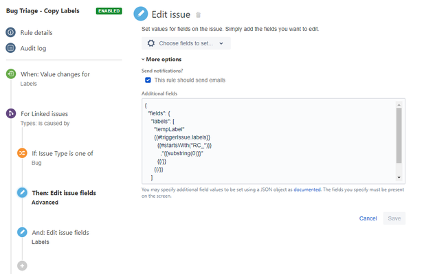 Jira Automation - Copy Only Certain Labels