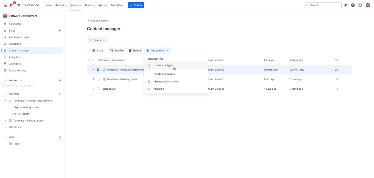 New automation capability: Manual triggers in Cont... - Atlassian Community