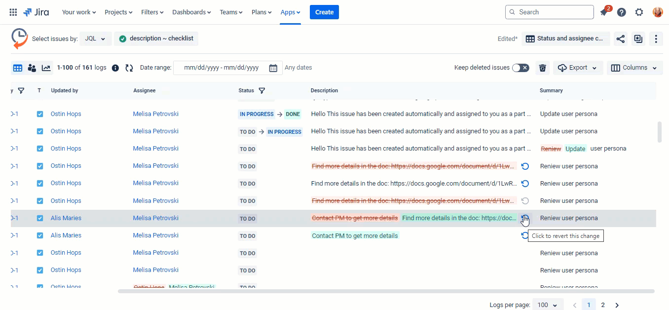 Find & Roll Back Changed Descriptions in Jira - Atlassian Community
