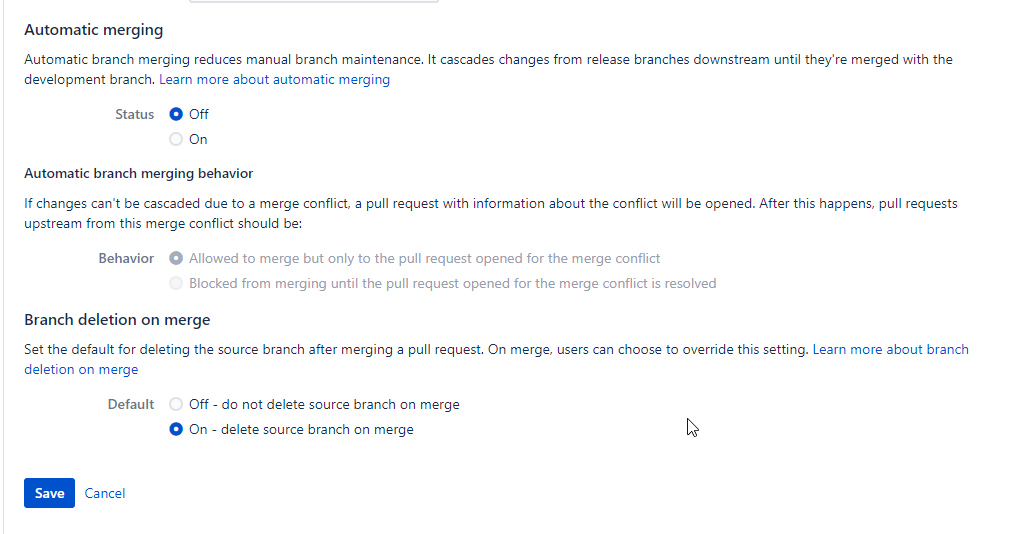 How to configure branching model with REST API in ...