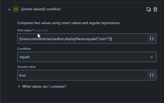 Solved: How can I use {{smart values}} condition?