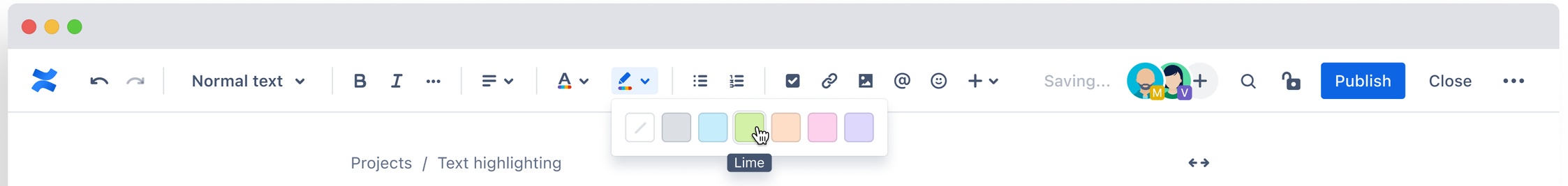 Confluence text highlighting