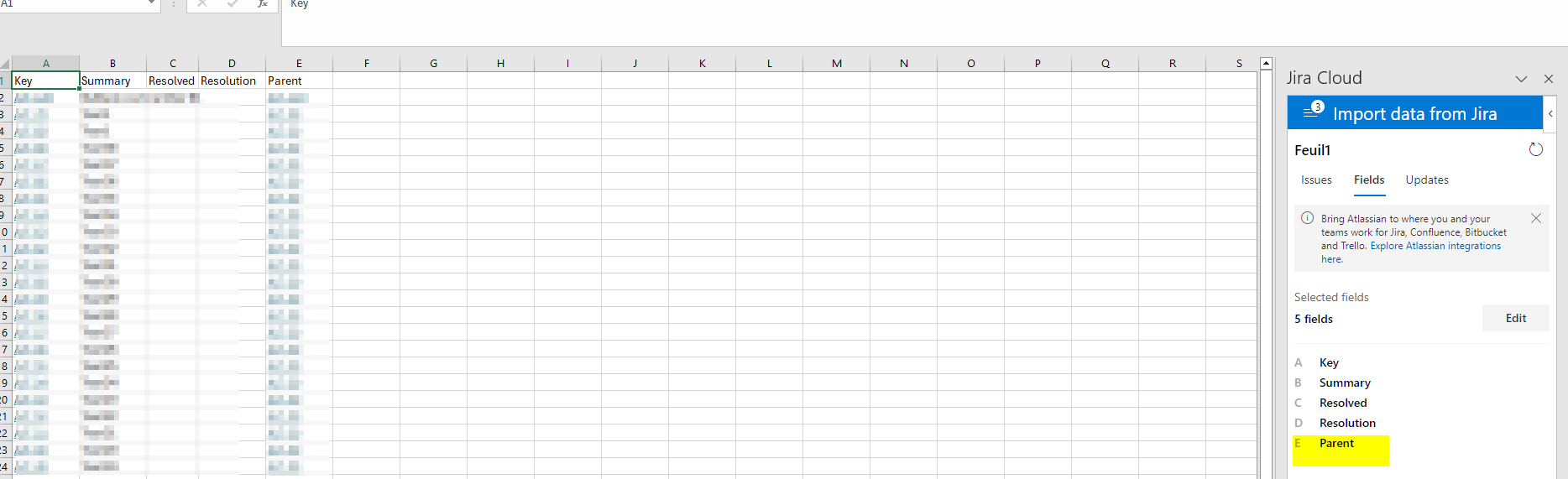 How to get or find parent Key(Issue number )of sub...