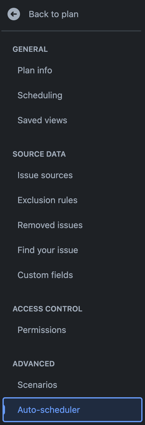 Auto-schedule button not visible in plan view