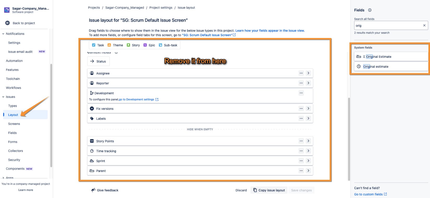 Solved: Remove Original estimate field from New Features i...