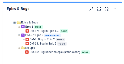 Adding bugs for specific EPICs to my dashboard