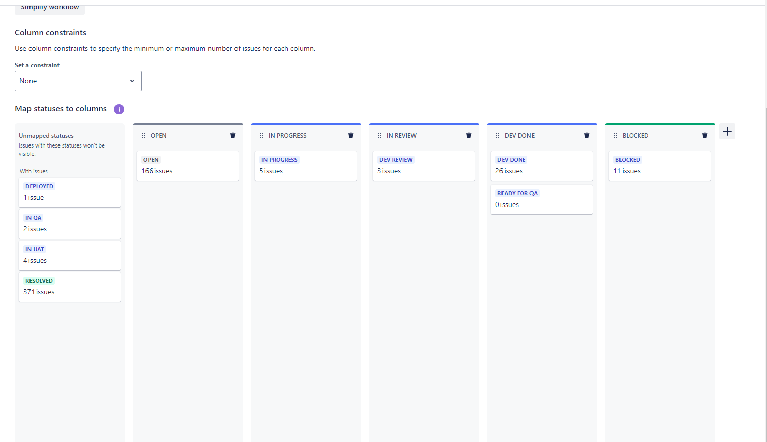 Blocked Status Stories not appearing in Column