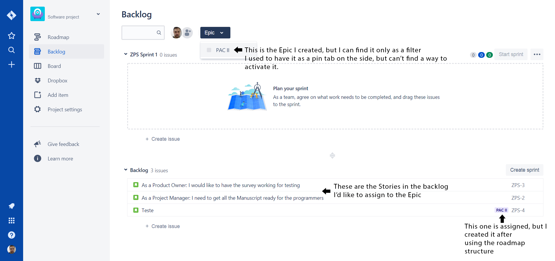 How to assign a story to an epic?
