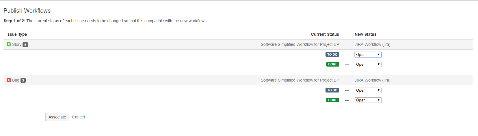 Solved: Change workflow in an existing project