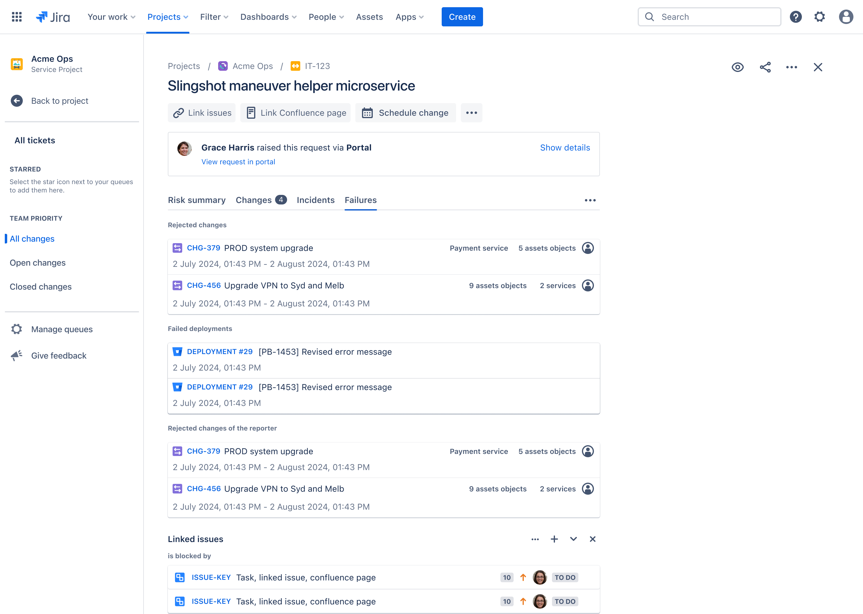 New risk insights for changes in Jira Service Management