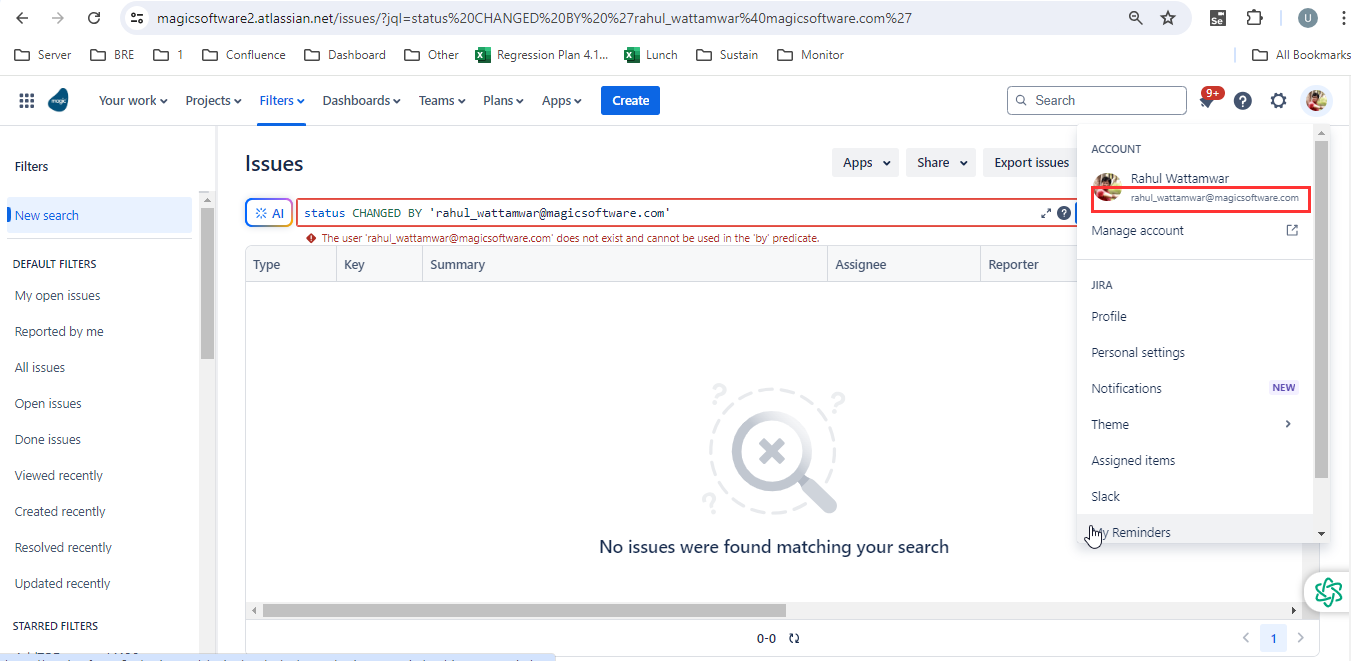 Solved Showing Error For Jira Query When Used Email Id