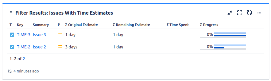 how to show original estimate,remaining estimate a...