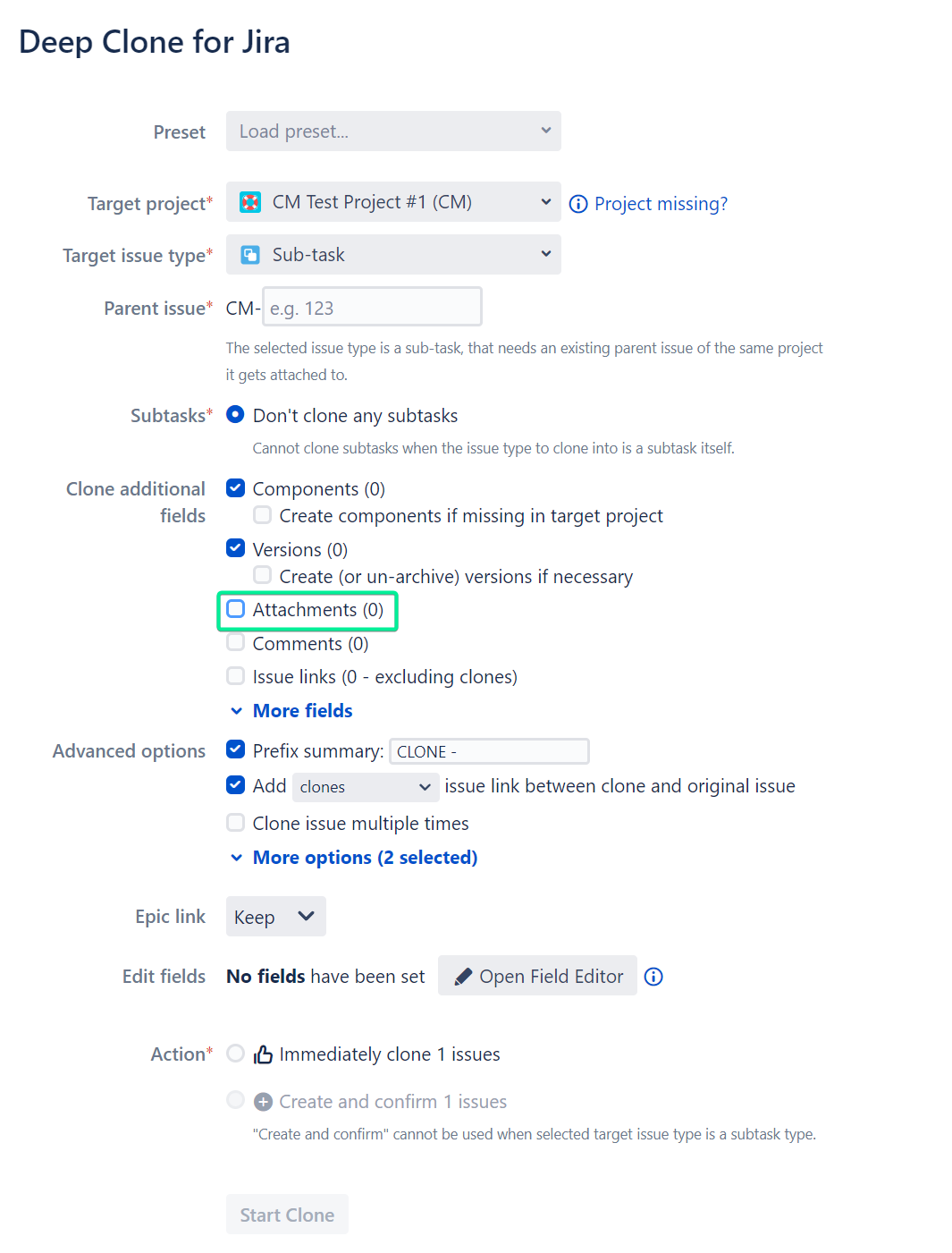 Jira Automation - Clone tickets and include attach...