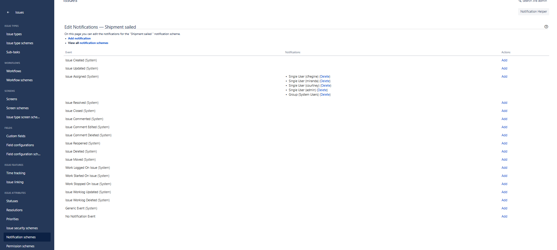 how to set up a simple notification email from jir...