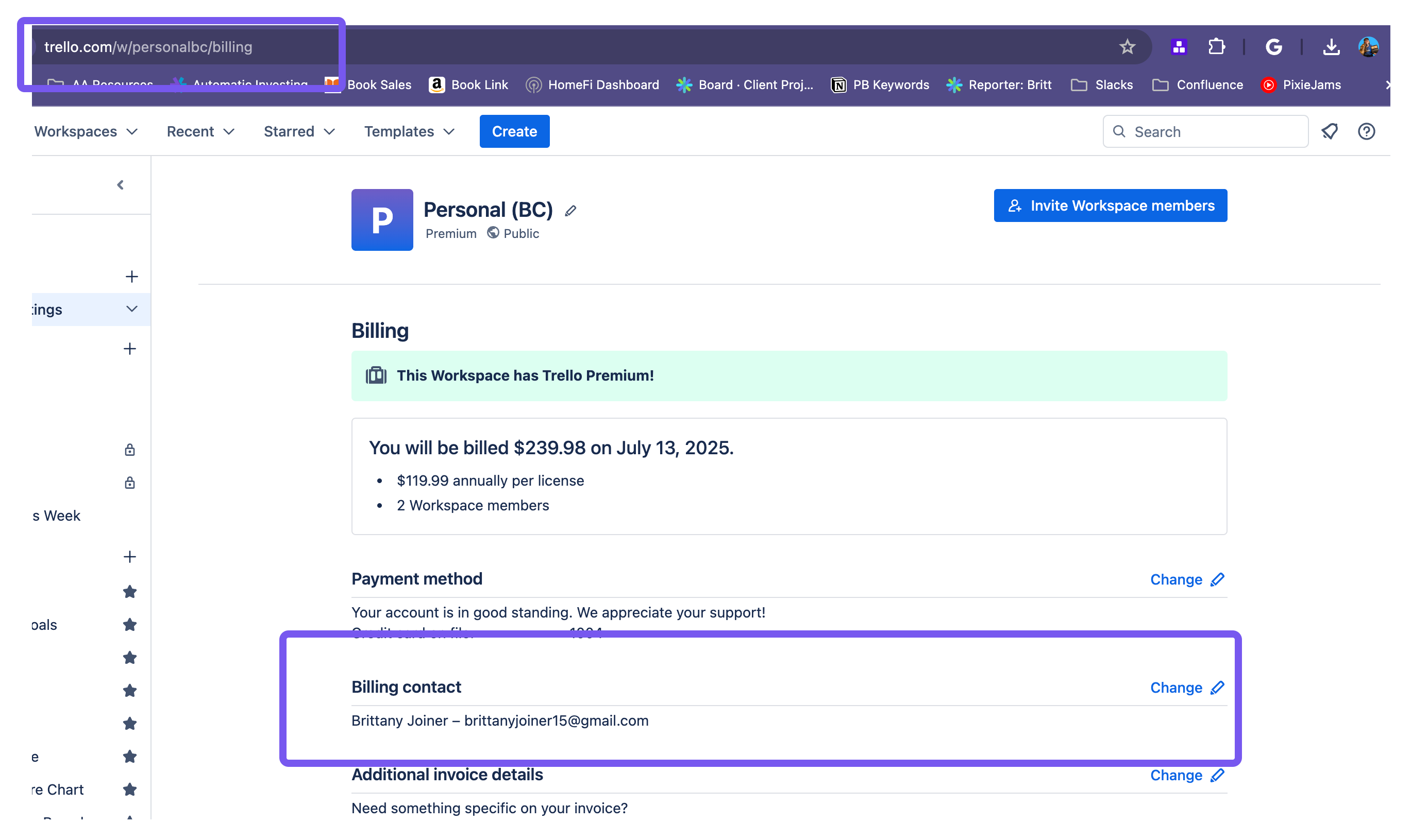 Solved: How do I change the email address for billing?