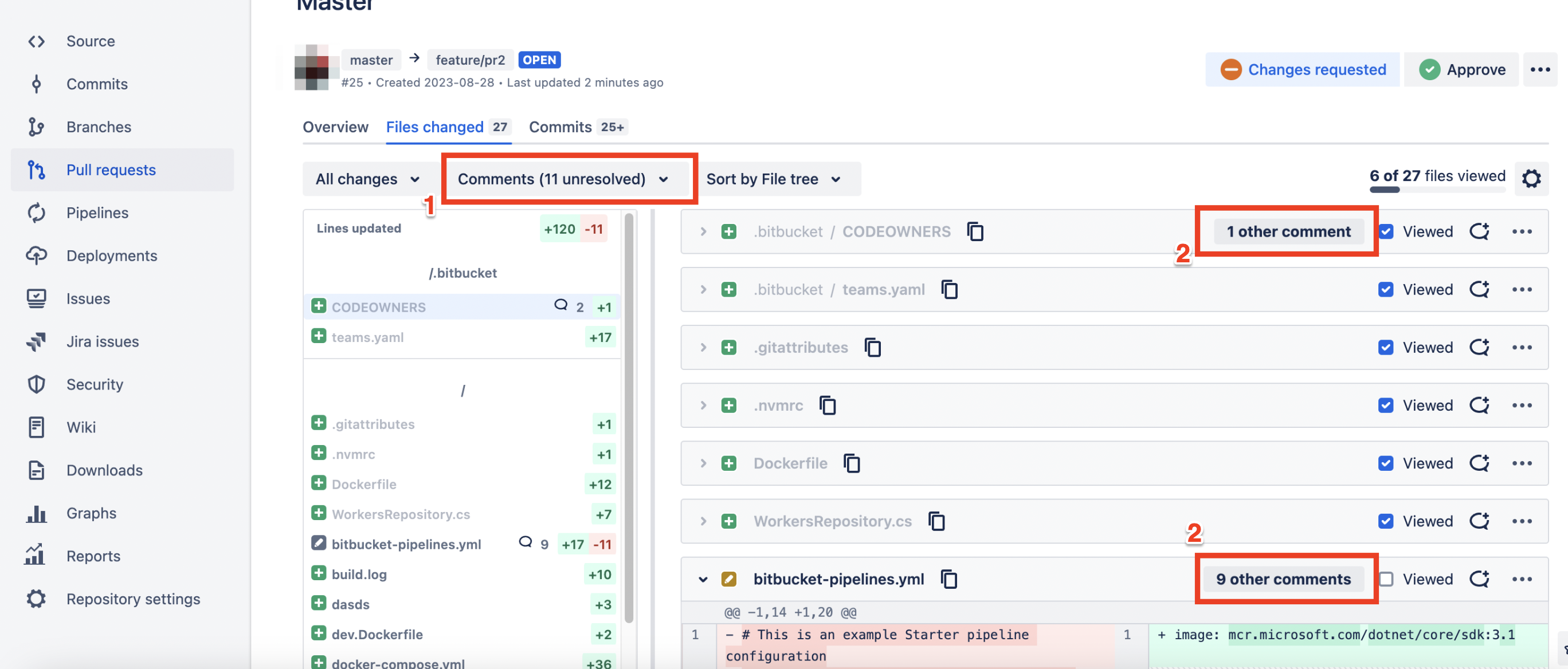 Solved: Comments on commits not visible in pull request