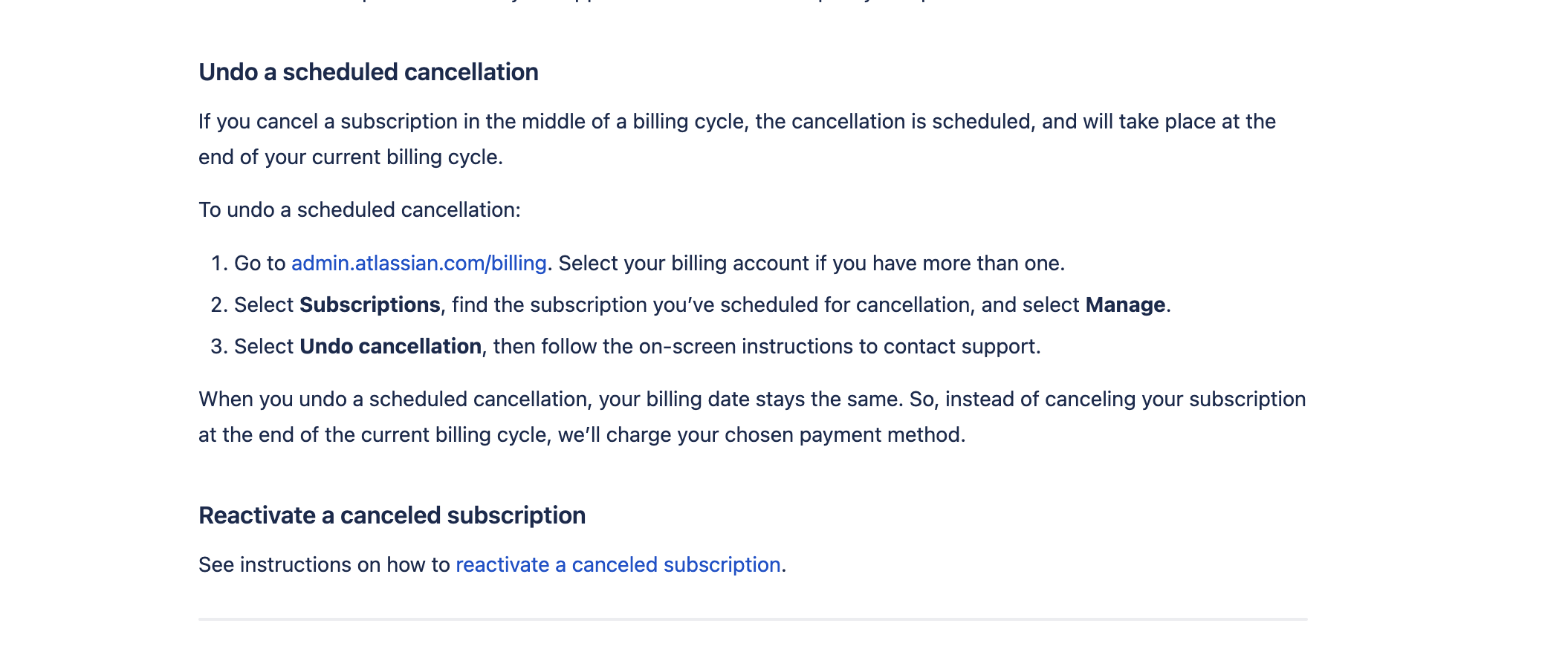 Cancel subscription