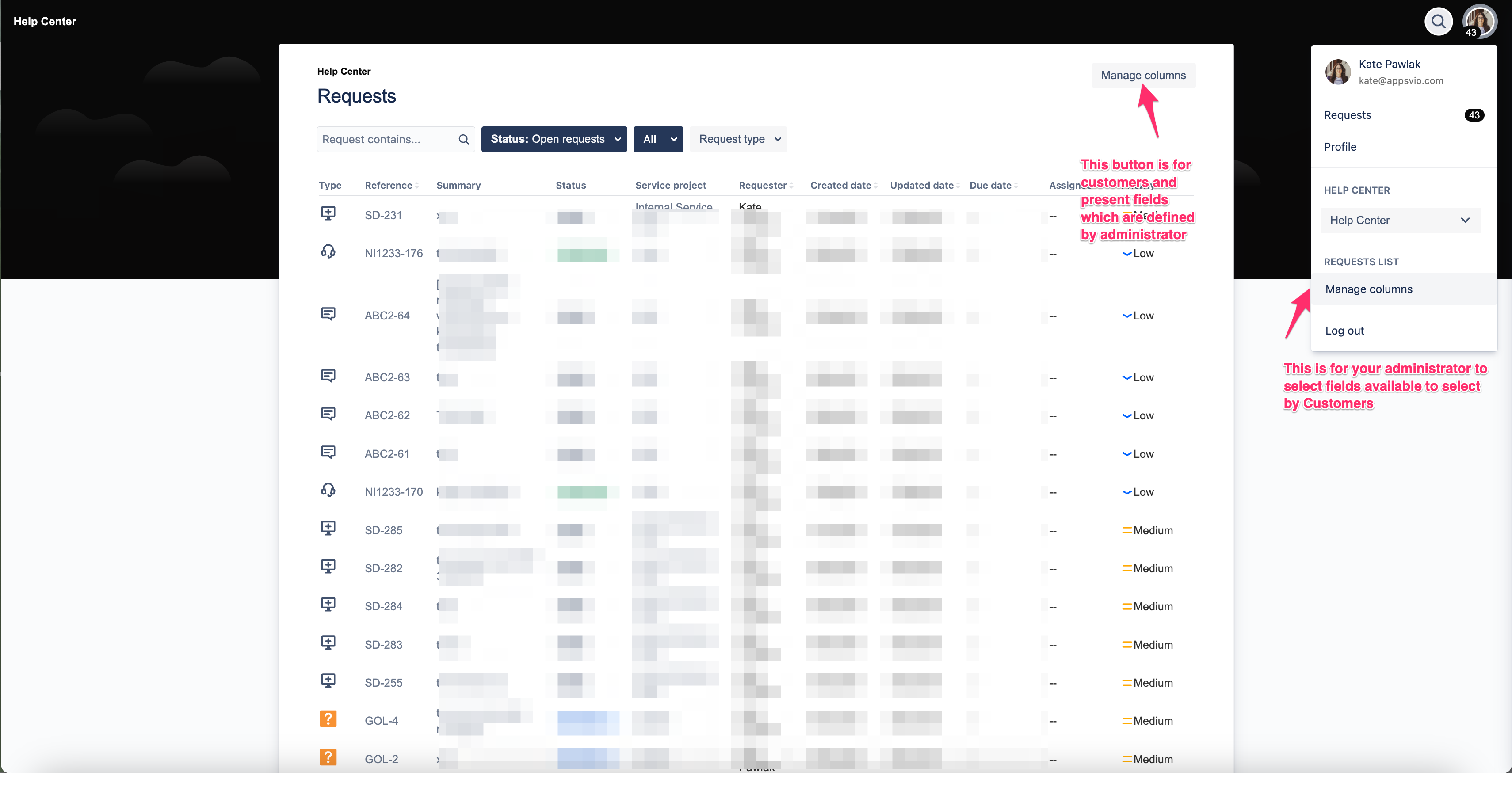 Solved: Add columns to requests overview in the customer p...