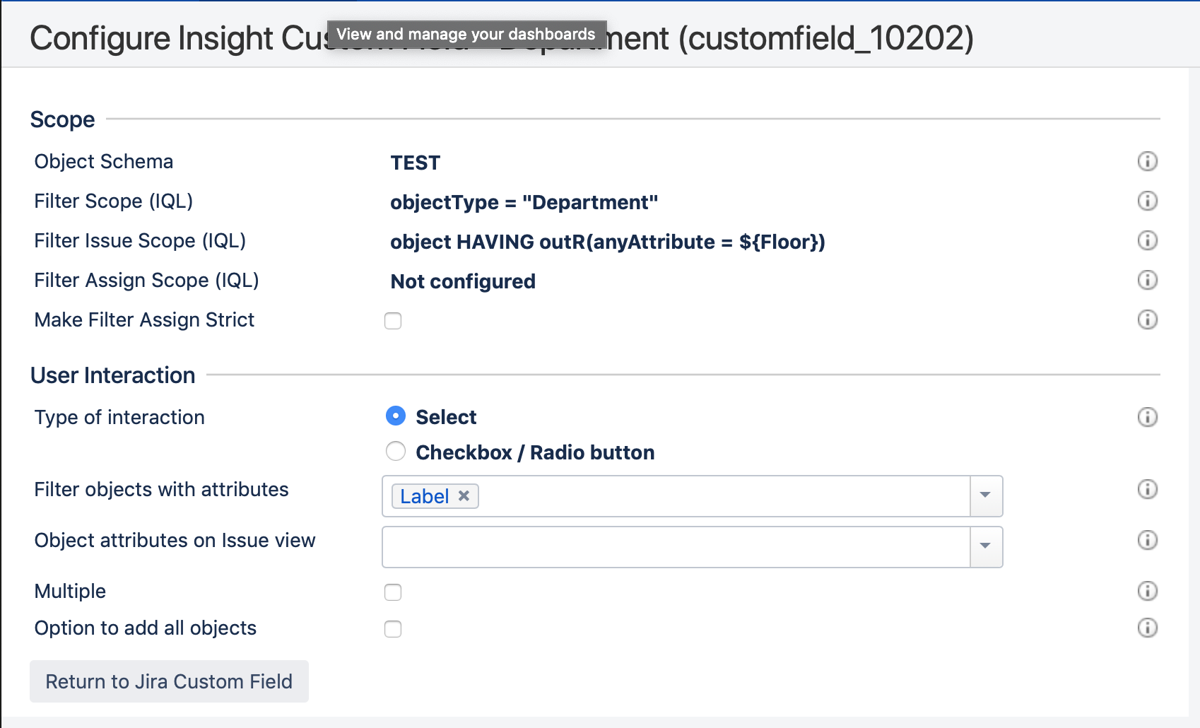 How to configure Insight for Jira to only display ...