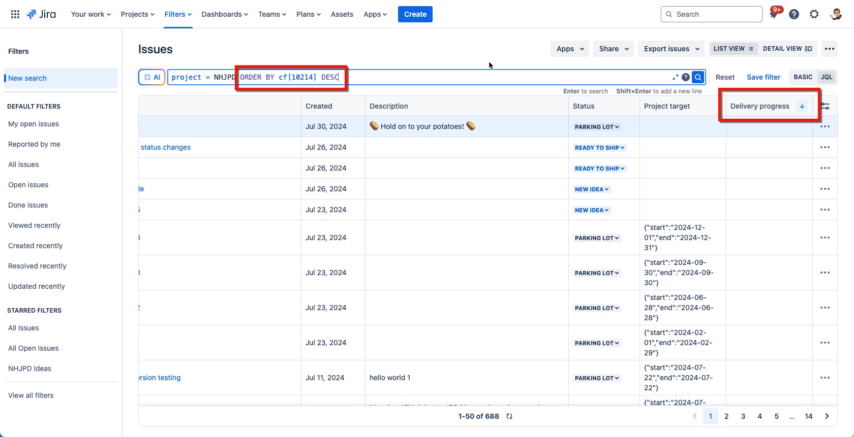 Solved: JQL search for Linked issues in Idea tickets