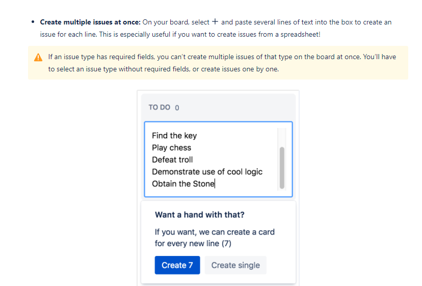 How to create multiple jira cards at once?
