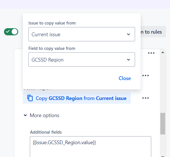 Automation Rule: Copy data from single select list...