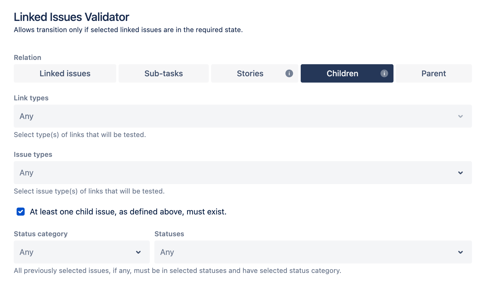 Solved: Validate flow start only if item has child issues