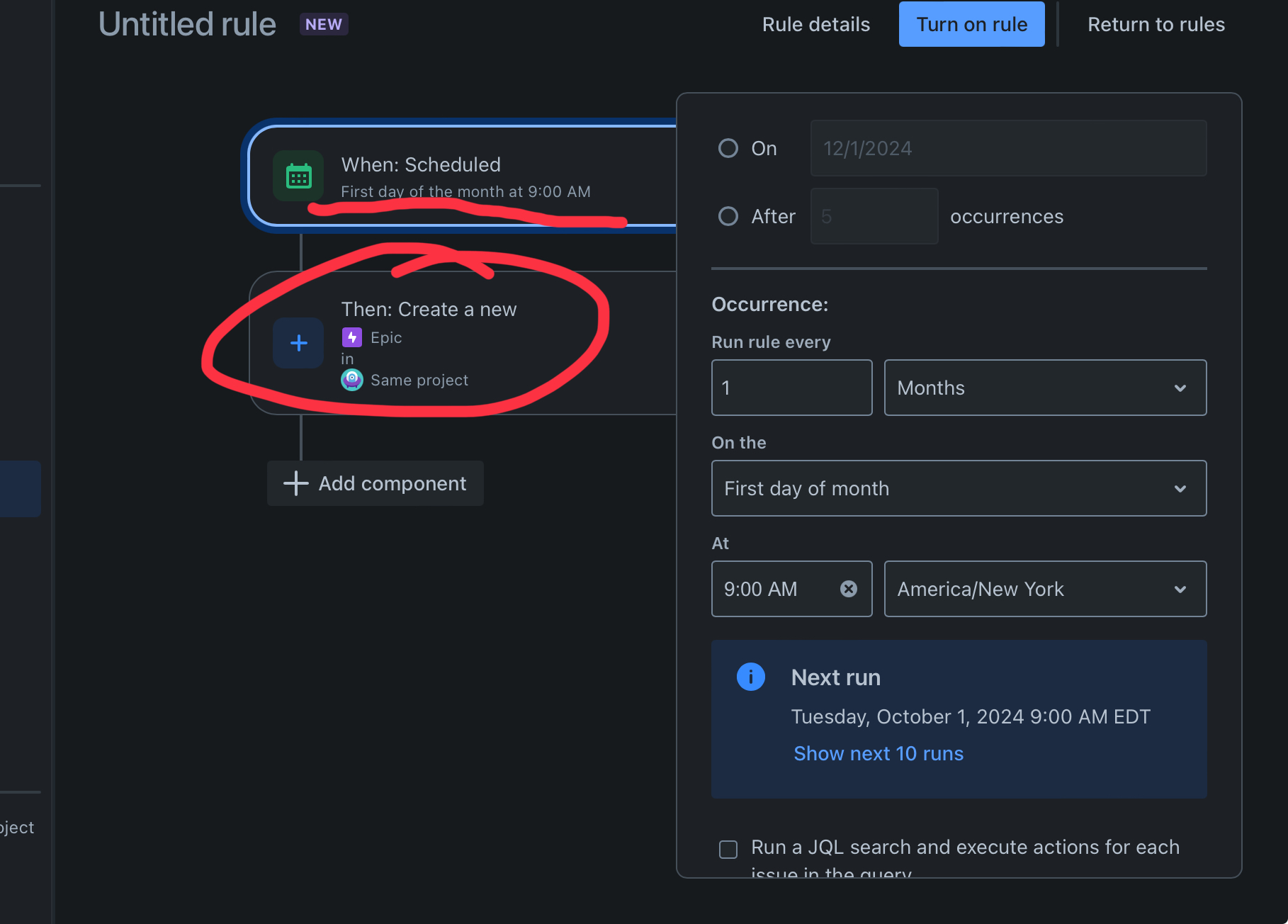 Solved: How to create epic automatically for every 1 month...