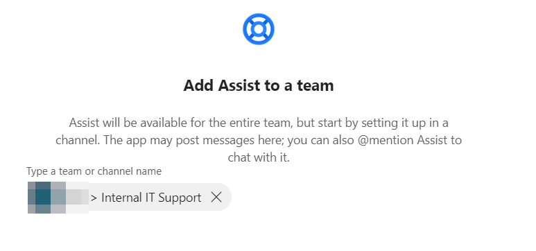 How to setup Atlassian Assist in a non-general tea...