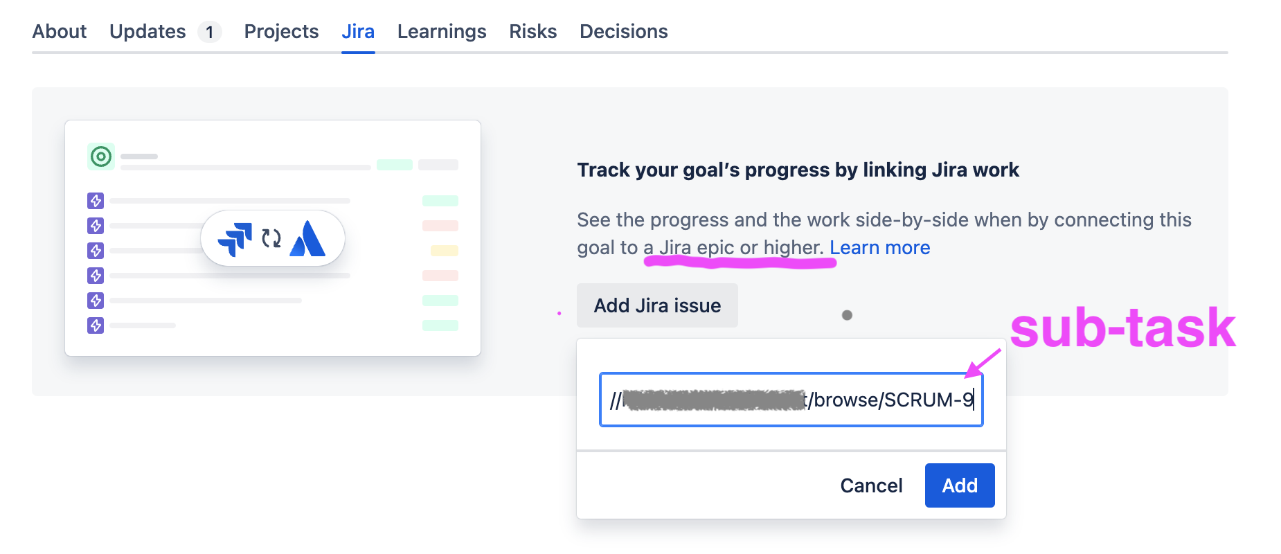 Linking Atlas Goal and story issue type