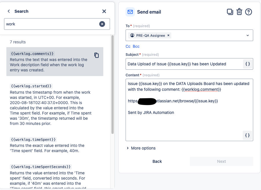 Solved: Smart Value {{worklog.comments}} not working?