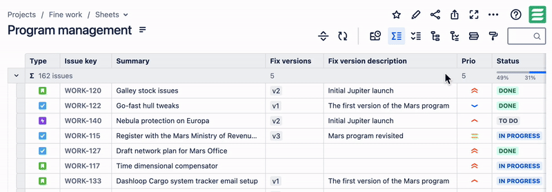 JQL Query - Fix Version Description