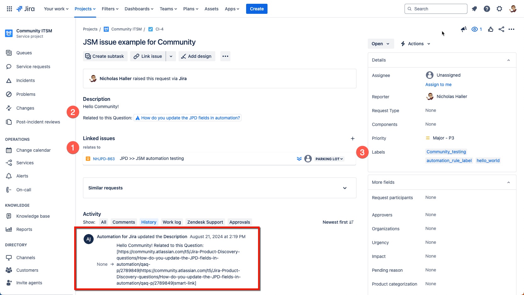 How do you update the JPD fields in automation?