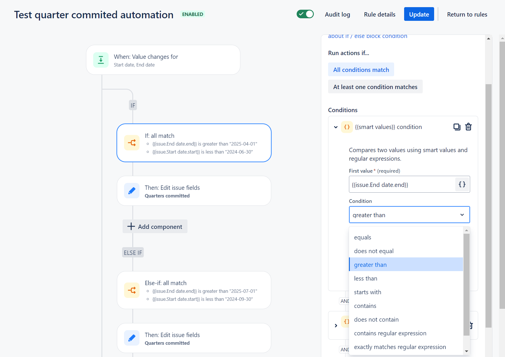 Date field automation with two "if" statements not...