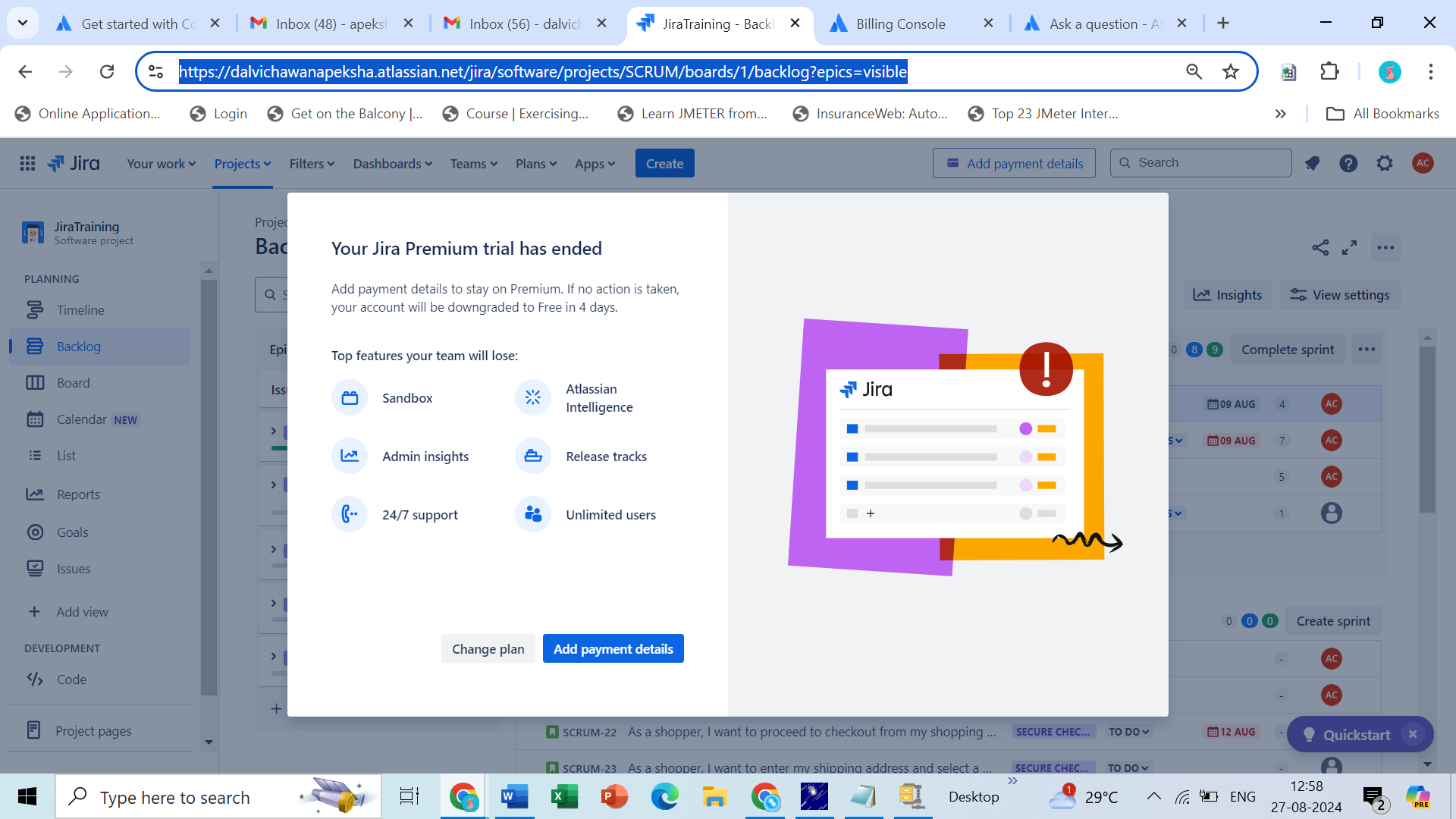 Persistent Pop-Up Preventing Access to Jira Free P...