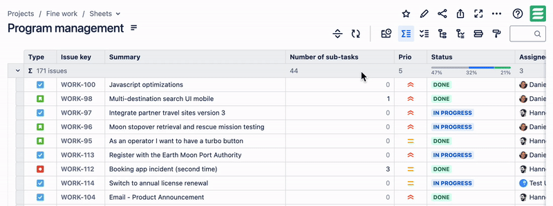 Solved: JQL for counting SubTasks