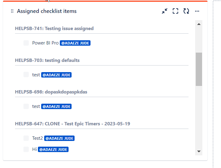 Create a dashboard or filter for open checklists