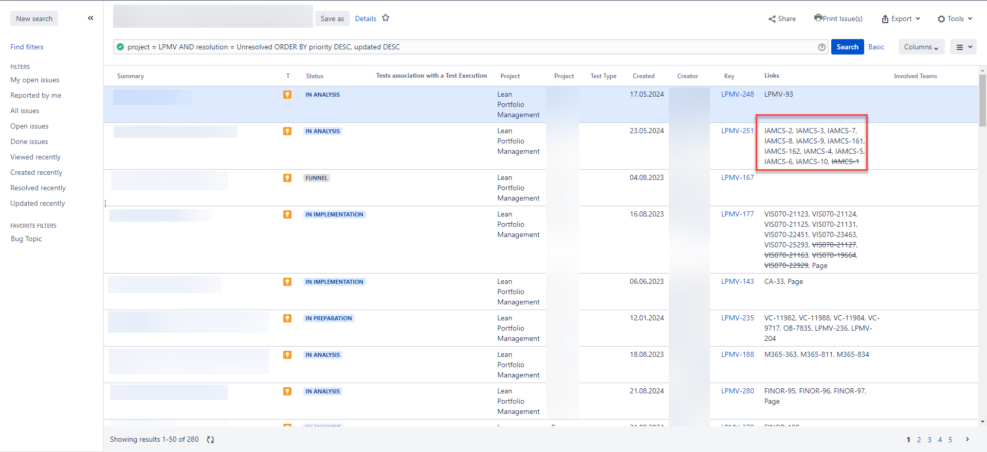 Solved: Filter and display only linked issue in filter que...