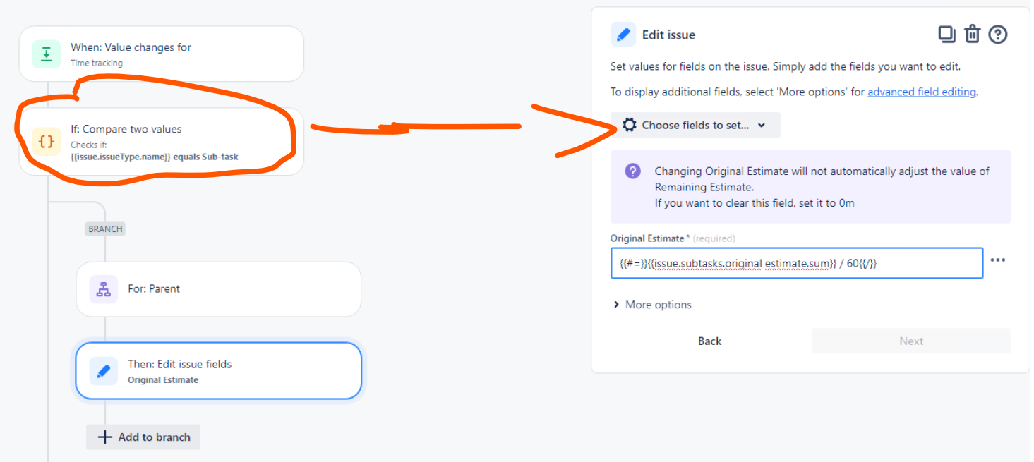 Sub-tasks original estimate sum to main story orig...