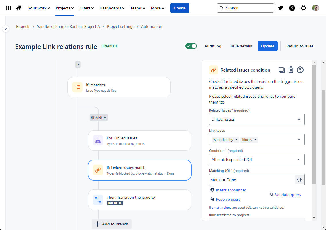 Automation to update status from block to open