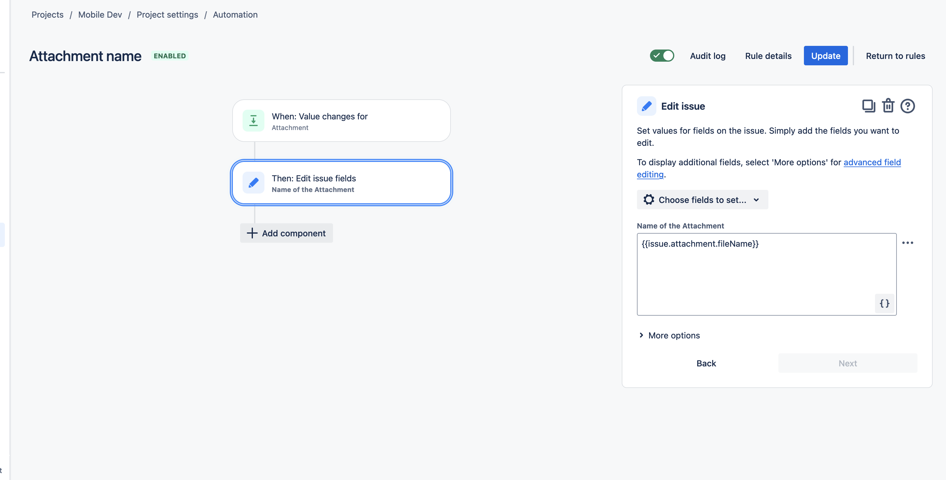 Solved: copy the name of attachments in a custom field