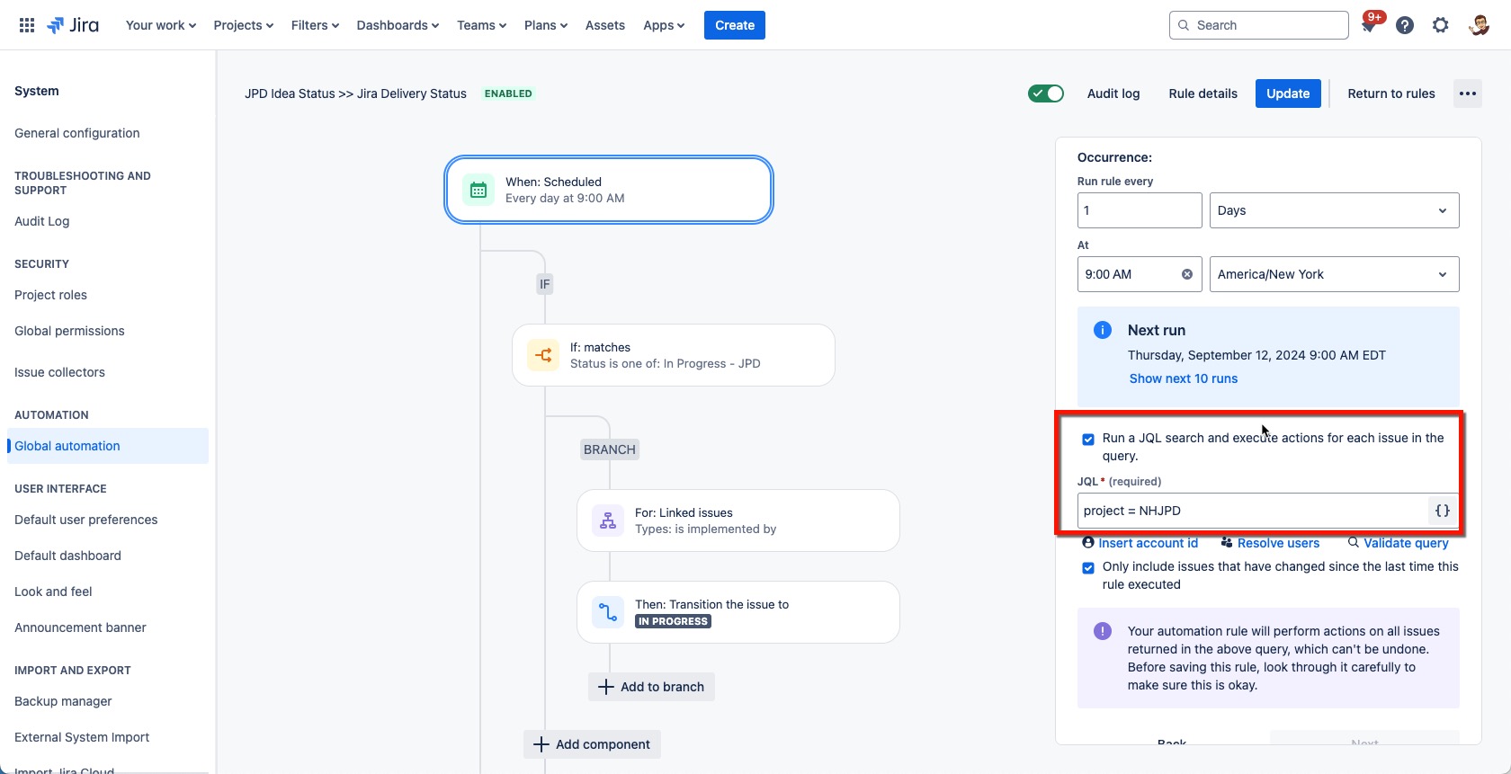 Solved: Automation to align status between JPD and Jira