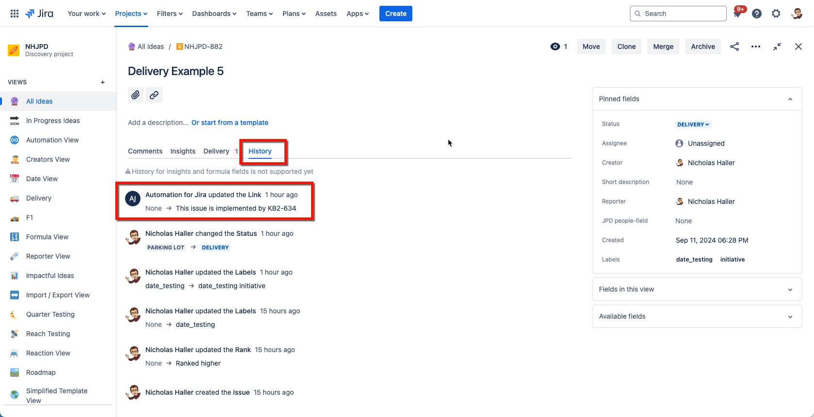 Solved: Create delivery tickets by automation