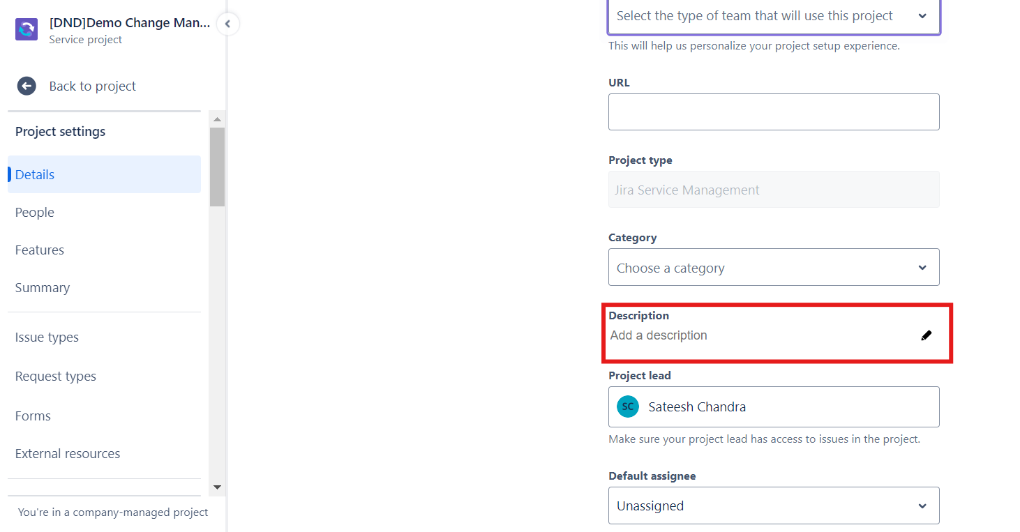 How to add a description of a project