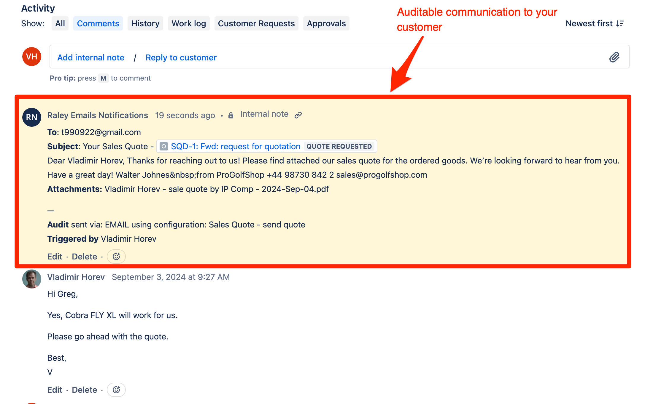 How to create sales quotes in JSM?