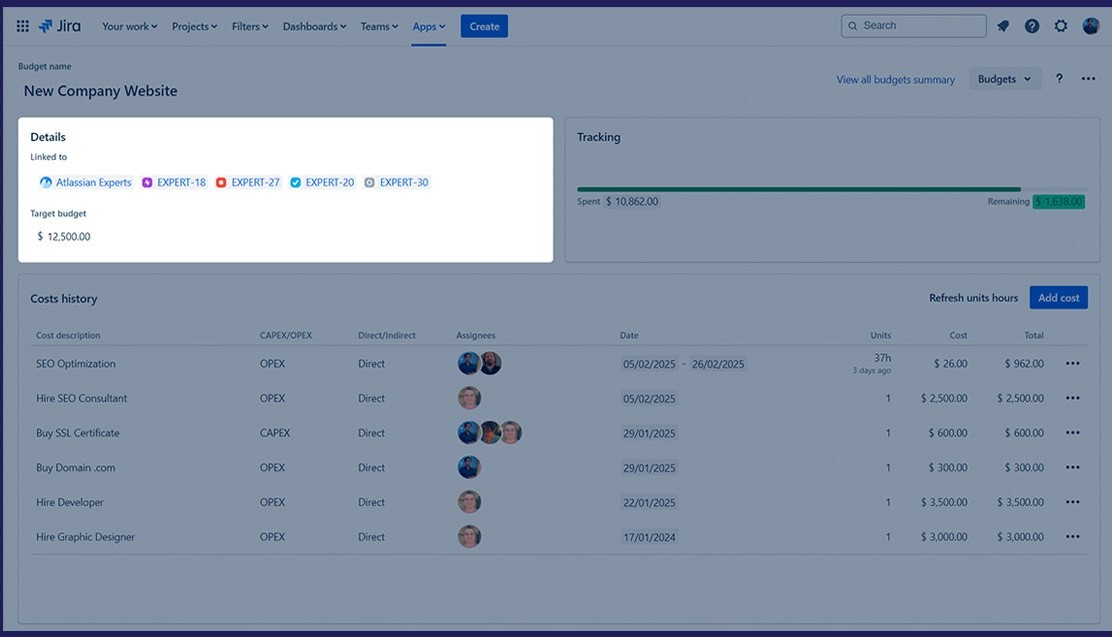 Enhance budget management and cost tracking for Ji... - Atlassian Community