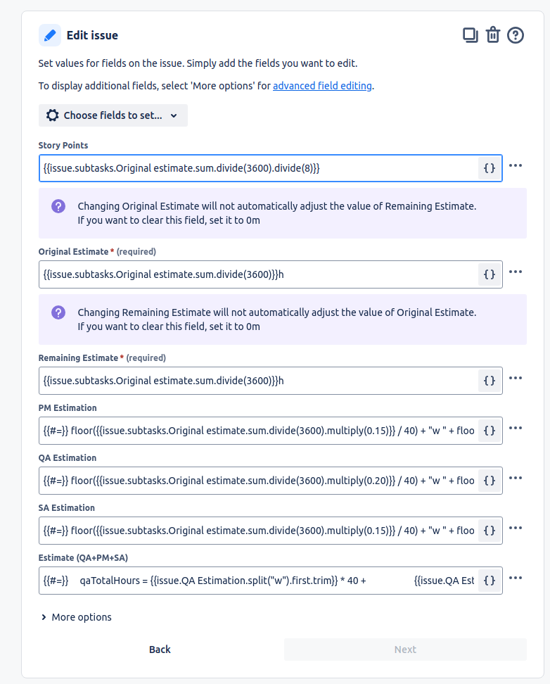 How I can use the default formula used in original...
