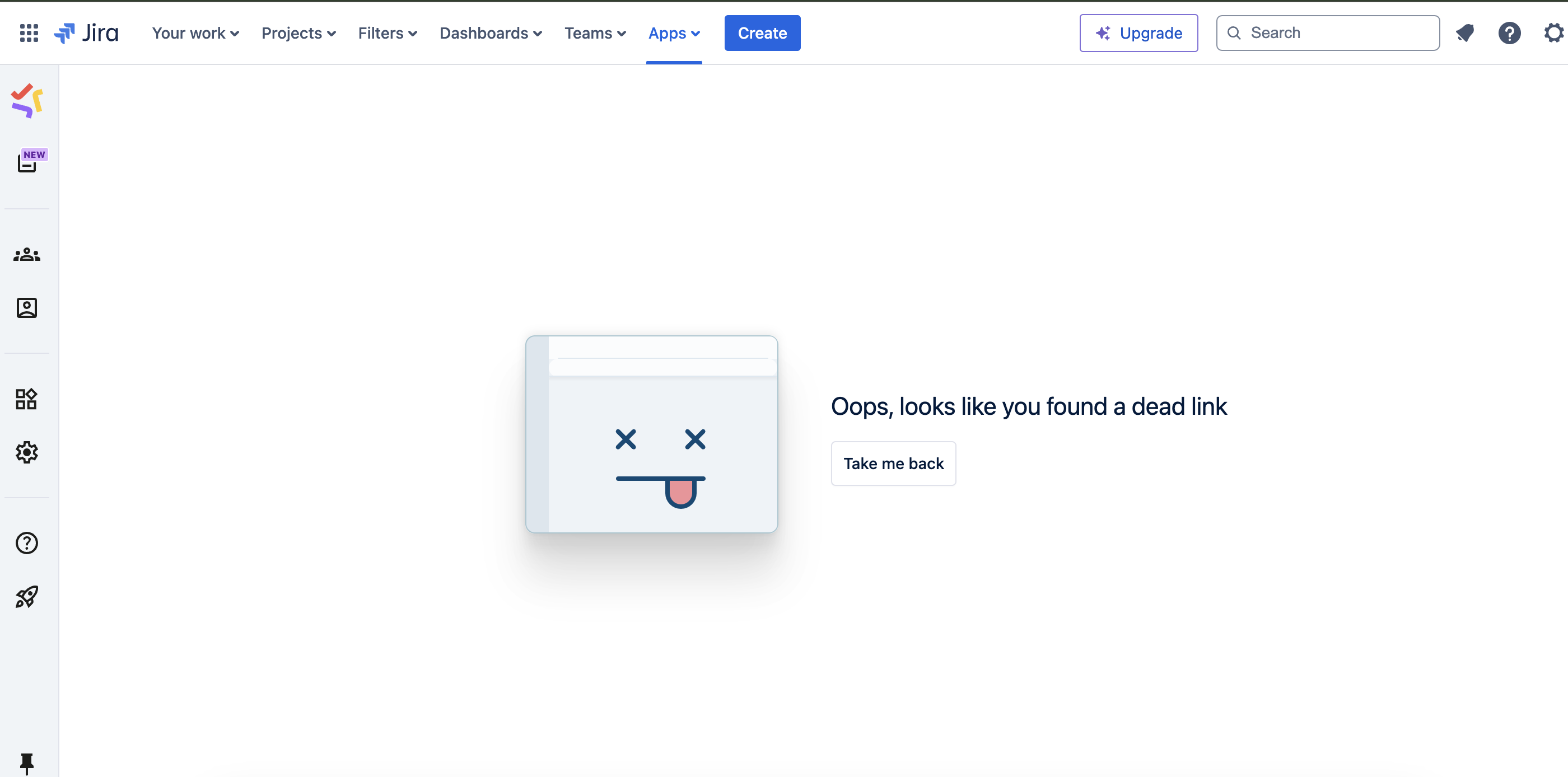 got error "Oops, looks like you found a dead link"...