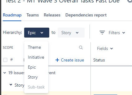 Advanced Roadmap Hierarchy Drop Down